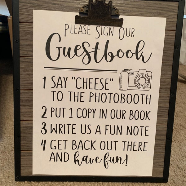 Guestbook Photobooth Sign Add Photo to the Guest Book Sign Photo Booth ...