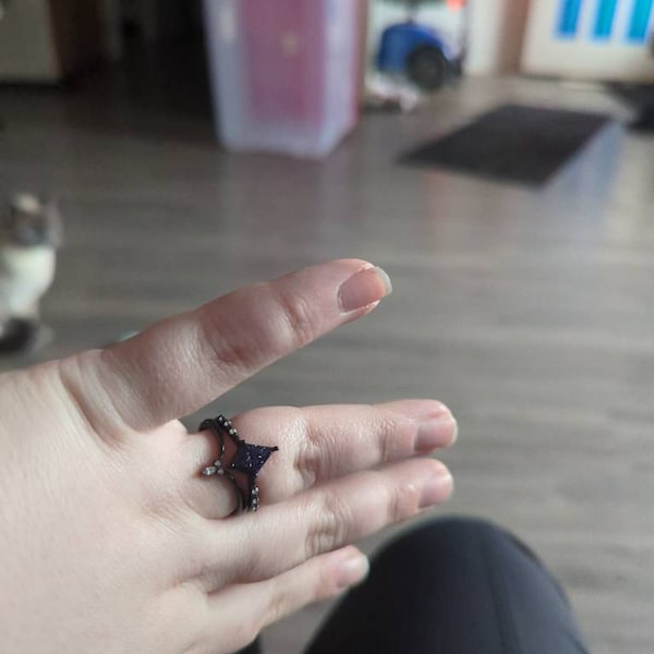 Women’s Galaxy Orion Nebula Ring, Black Titanium Plated Engagement Ring ...