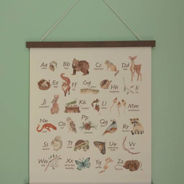Woodland Alphabet Canvas ABC Wall Hanging for Kids Homeschool Decor for ...