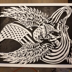 111-eagle-flag Scroll Saw Pattern pdf, Jpg, Dxf, Svg, Eps - Etsy