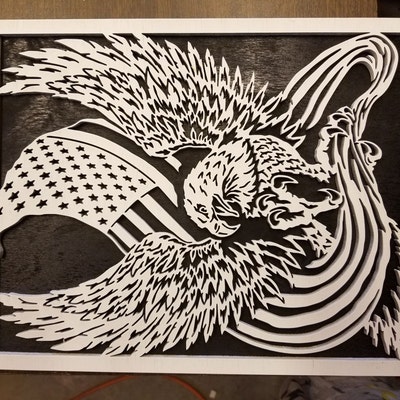 111-eagle-flag Scroll Saw Pattern pdf, Jpg, Dxf, Svg, Eps - Etsy