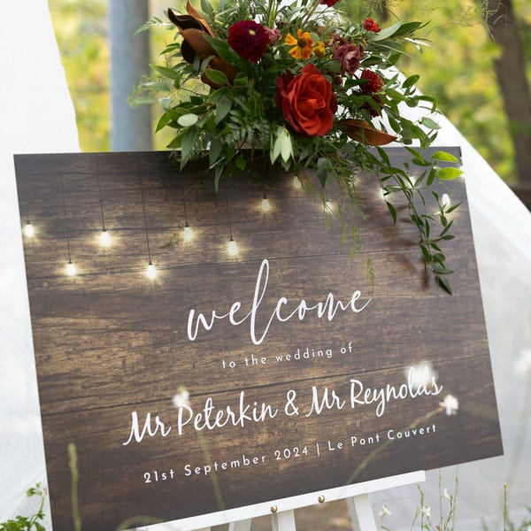 Rustic Welcome Board Sign - Welcome to the Wedding of - A1 / A2 OR ...
