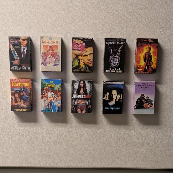 Retro VHS 90's Movies Mini Magnets Classic Cult Movies VHS Tape Covers ...