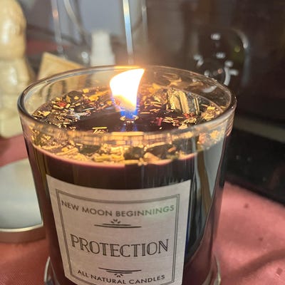 Protection Candle Energy Cleansing Crystal & Herb Candle Protection ...