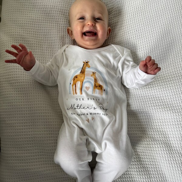 Personalised First Mother's Day Sleepsuit, 1st Mother's Day Baby Grow, Pyjamas, Mother's Day ...