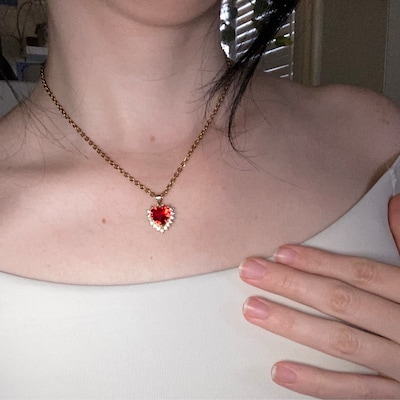 Red Heart Gem Ring, Gold Plated 925 Sterling Silver, Ruby Red Signet ...