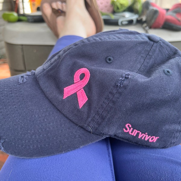 Cancer Ribbon Hat | Baseball Cap OR Ponytail Hat | Breast Cancer ...