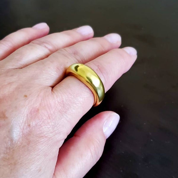 Chunky Gold Ring for Women Bold Statement Ring Minimalist Organic Dome ...