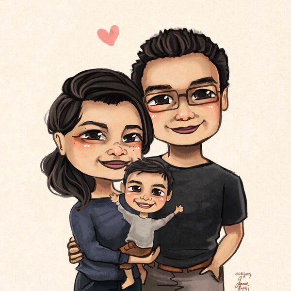 Chibi Portrait- Four Characters Friends & Family: Custom Illustration ...