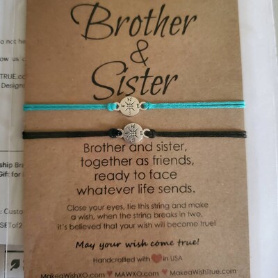 Brother Sister Gift Matching Friendship Bracelet Personalized Gift ...