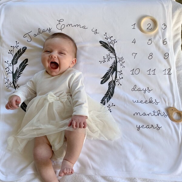 Baby Age Blanket - Baby Milestone Blanket - Baby Blanket - New Baby ...