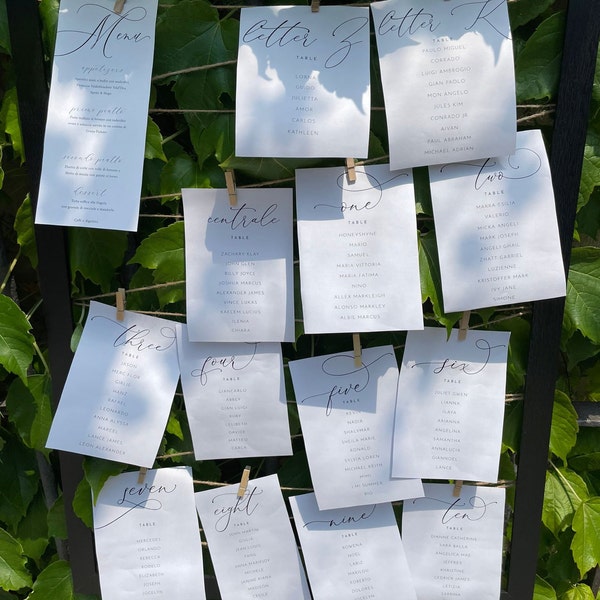 Minimal Table Seating Chart Card Template, Simple Seating Chart ...