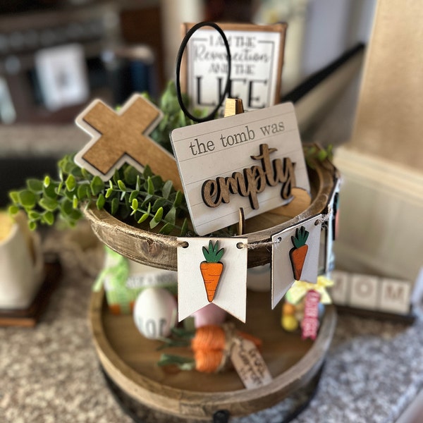 Easter Bunny Decor Bundle, Happy Easter, Set of 3, Easter Tiered Tray ...