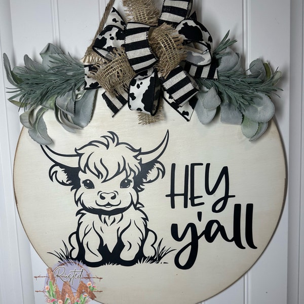 Howdy Highland Cow Digital Design, Door Hanger Cut File, Farmhouse Cow ...