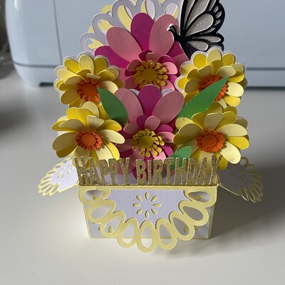 Sunshine Bouquet Card in A Box 3D SVG - Etsy