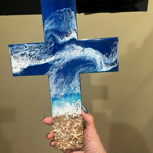 Resin Ocean Wave Cross: Coastal Beach House Decor - Etsy