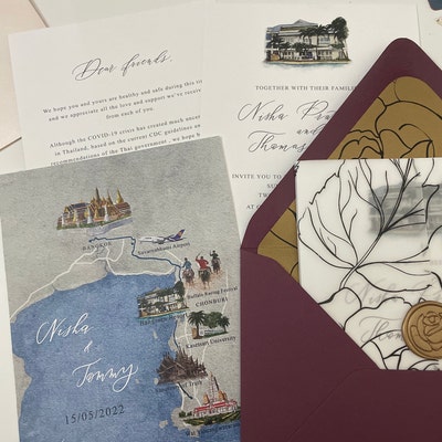 Custom Wedding Map With 2 Venues Custom Wedding Invitation - Etsy