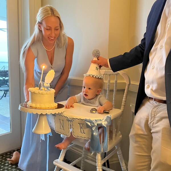 One Year Banner for High Chair Embroidered Highchair Banner One Magical ...