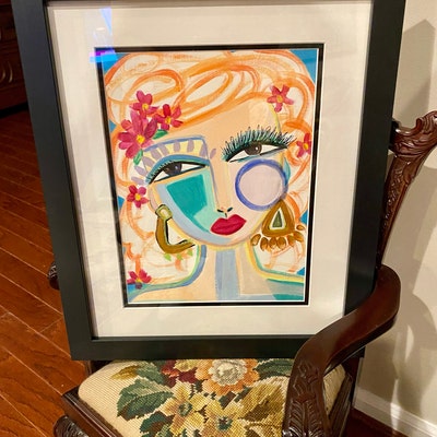 Green Abstract Face Art Woman Face Painting Original Art Woman Painting ...