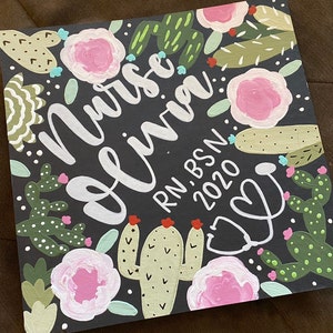 Painted Graduation Cap Custom Graduation Cap Topper Cactus Graduation ...