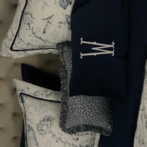 Embroidered Velvet Monogram Pillow. Insert Included. 12x20 Personalized ...