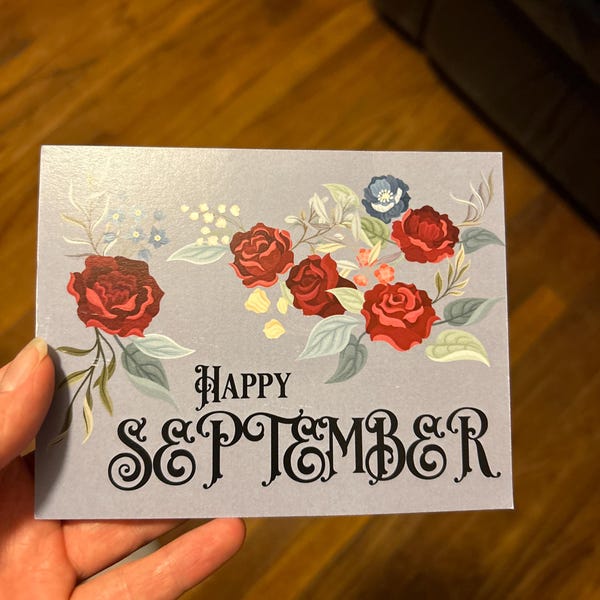 Happy September Postcard, Flower and Fall Themed Card, Collectible ...