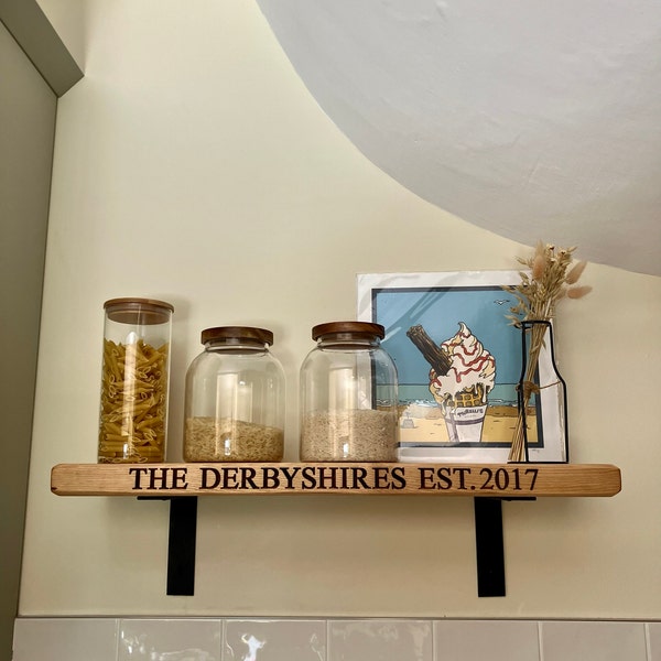 Personalised Engraved Rustic Shelves Solid Wood Shelf - Etsy UK