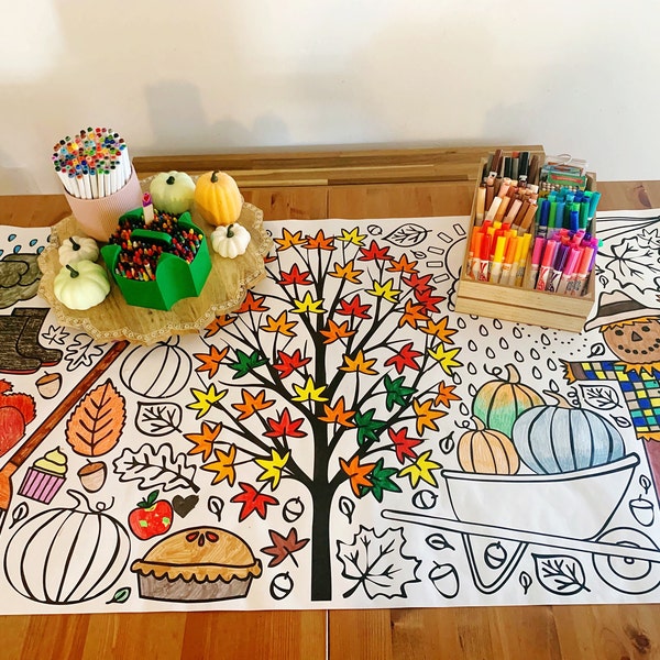 GIANT Halloween Coloring Poster or Table Cover Paper Pumpkin Tablecloth ...