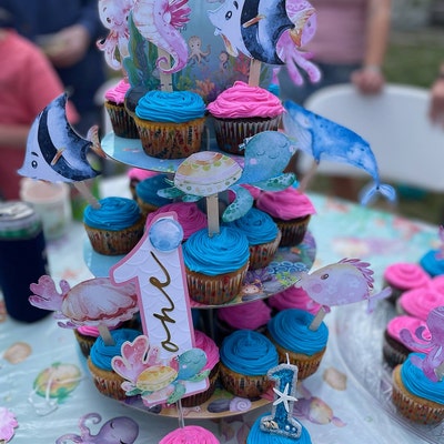 Under the Sea Centerpieces Ocean First Birthday Girl Ocean Life Animals ...