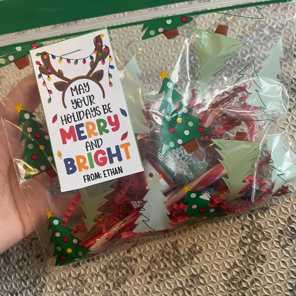 Christmas Gift Tags, Holiday Label, Holiday Gift Tags, Merry & Bright ...