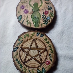 Altar Tiles Wiccan/pagan/witchcraft Hand Painted Wood Slice. Sabbat ...