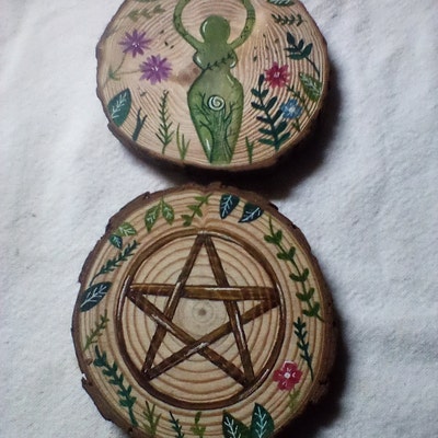 Altar Tiles Wiccan/pagan/witchcraft Hand Painted Wood Slice. Sabbat ...