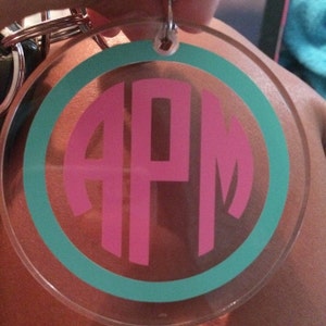 Circle Monogram Keychain, Acrylic Keychain, Personalized Key Chain ...