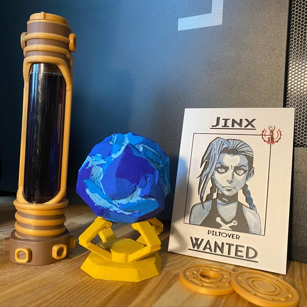 Highly Detailed Arcane Shimmer Vial + Hextech Crystal + Jinx Wanted ...
