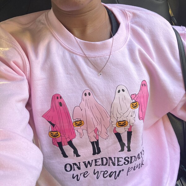 On Wednesday We Wear Pink Ghost Sweatshirt, Mean Girls Ghost Shirt ...