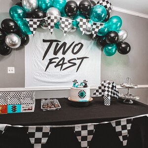 Two Fast Birthday Backdrop, Two Fast Birthday Banner, Race Car Birthday ...