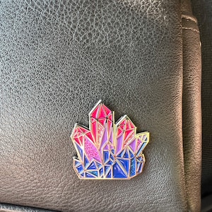 Bisexual Pride Flag Crystal and Cat Glitter Enamel Pin Set of Two or ...