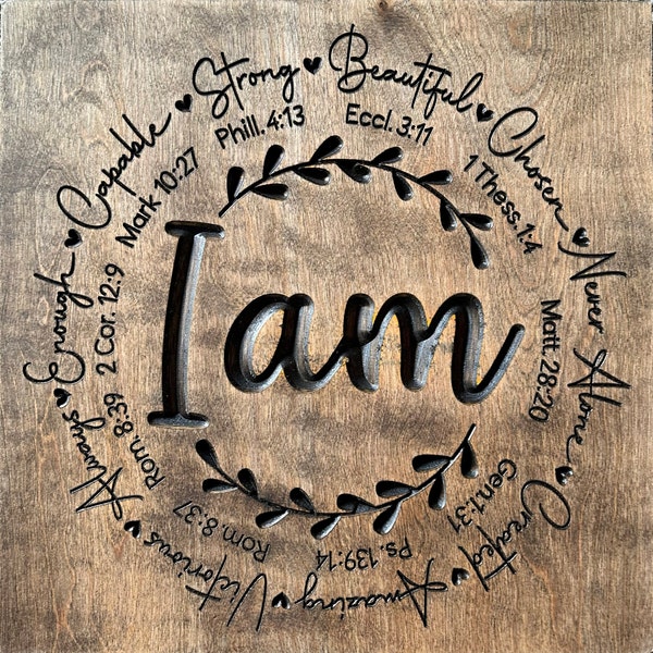 I Am Bible Verse Wood Sign | Christian Scripture Wall Art | Bible Verse ...