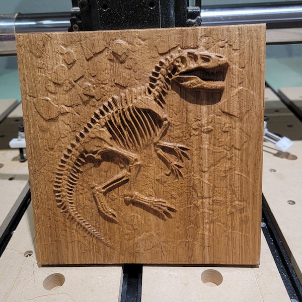 Trex Fossil Skull in Rock 3D STL File for CNC Router, 3D Print, Casting ...