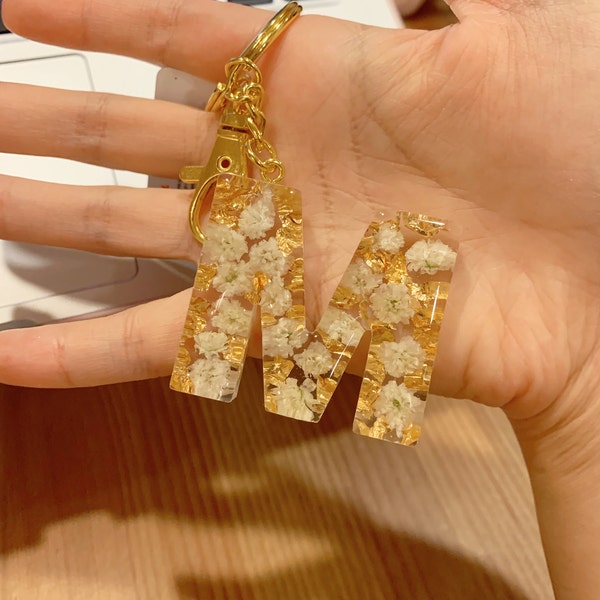 Real Flower Resin Keychain, Handmade Custom Keychain, 3D Letters ... Real Flower Resin Keychain, Handmade Custom Keychain, 3D Letters ...