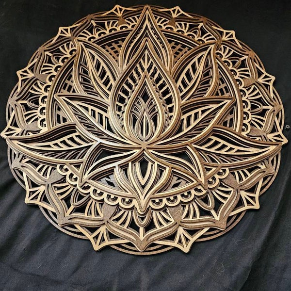 Flower Mandala SVG, Lotus Design, Layered Wood Cut Files, Laser Cutting ...