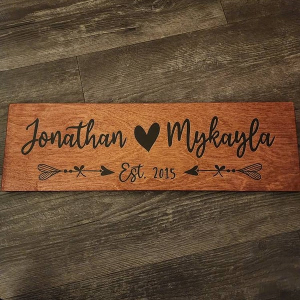 Romantic Couple Name EST Sign With Heart Arrows Personalized Custom ...