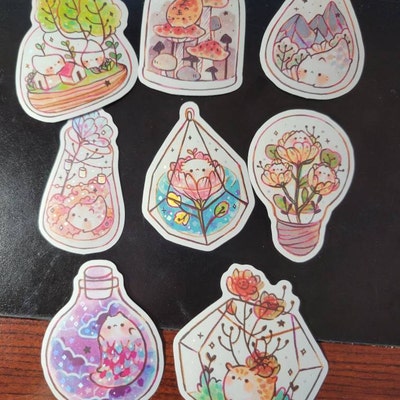 Cute Terrarium Stickers/ Matte Holographic/ Kawaii/ Die Cut Stickers ...
