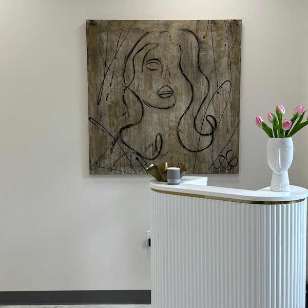 39" Slate Blue Tambour Reception Desk - Free Shipping (K9001S-SLATEBLUE ...