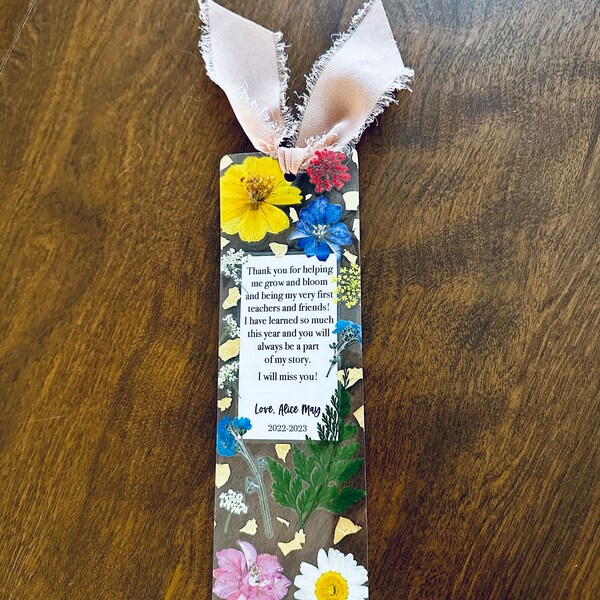 Full Custom Quote Pressed Flower Bookmark, Personalized Custom Text ...