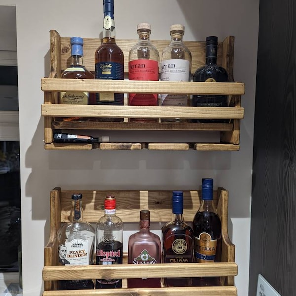 Bespoke Reclaimed Wooden Gin and Tonic Rack With Bottle Shelf - Etsy UK