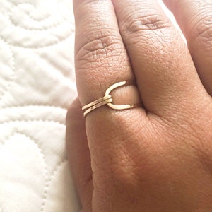 14k Gold Filled Wrap Ring Gold Dainty Ring Hammered Asymmetrical Gold ...