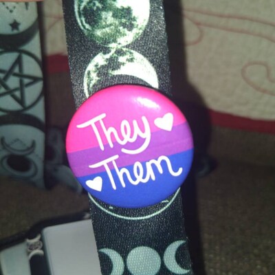 Bisexual Pride Flag Pronoun Pin Back Button They/she They/he They/them ...