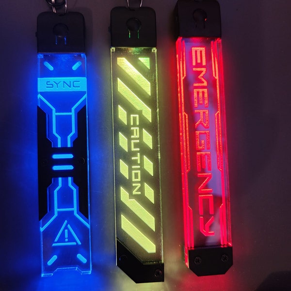 Futuristic LED Keychain & Necklace Accessories Multi Color Illumination ...