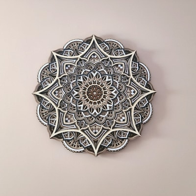 Wood Mandala, Wood Carving Wall Art, Multilayer Decor, Home Decor ...